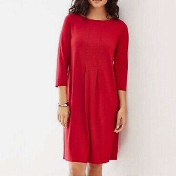 J. Jill | Dresses | Jjill Wearever Collection Red Dress Pleated Accent ...